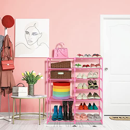 Snapklik.com : 7-Tier Large Pink Shoe Rack, 24-30 Pairs Tall Shoe ...