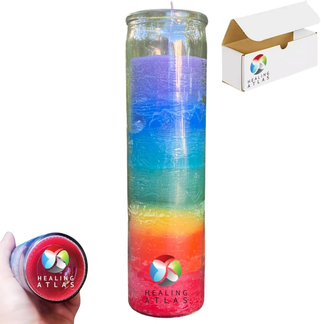 Amazon.com: Mega Candles 3 pcs Unscented Multi Color Chakra Glass ...