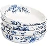 Amazon.com: Bico Watercolor Blue Flower Ceramic 32oz Scalloped Dinner ...