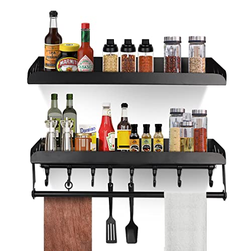 DBREAKS 2 Spice Rack Wall, 40 cm Kitchen Holder, with Kitchen Roll ...