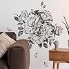 Amazon.com: Runtoo Black and White Floral Wall Decals Peony Flower Wall ...