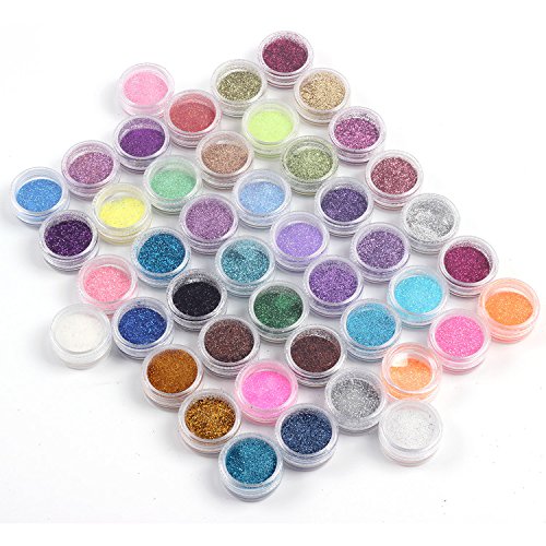 Amazon.com: Hrhyme 45 Color Glitter Powder Dust DIY Stylish Shining ...