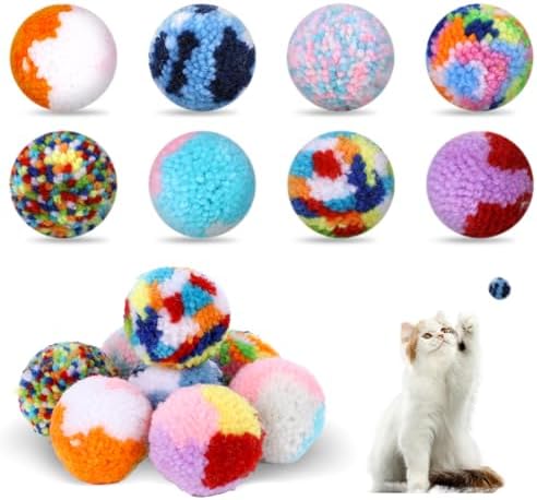 Amazon.com : Hariendny 8 Pcs Colorful Cat Pom Pom Toys - 2-inch ...