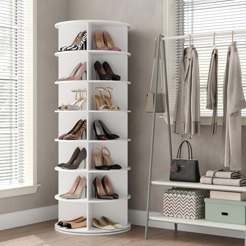 Amazon.com: EOYUTLLY Rotating Shoe Rack Tower, 6 Tier Wooden Shoe ...