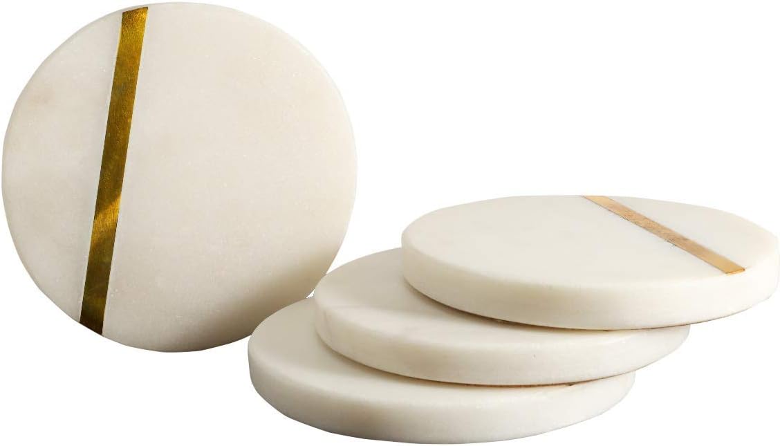 Amazon.com: Marble Coasters for Drinks, Gold Coasters Set of 6 - Modern ...