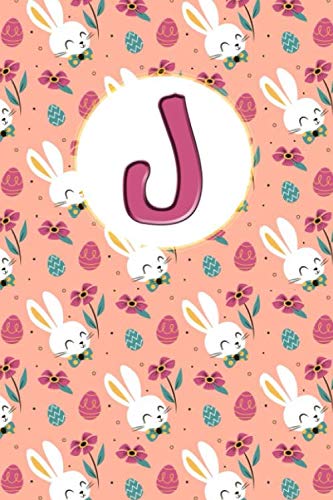 『J: cute pretty letter J notebook journal, initial J, Easter Bunnies ...