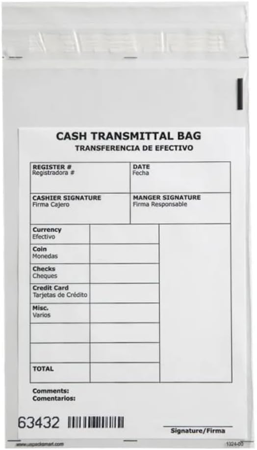 Amazon.com: SECUR-PAK 100pk Drop Safe Cash Deposit Bag, 4.5"x9 ...