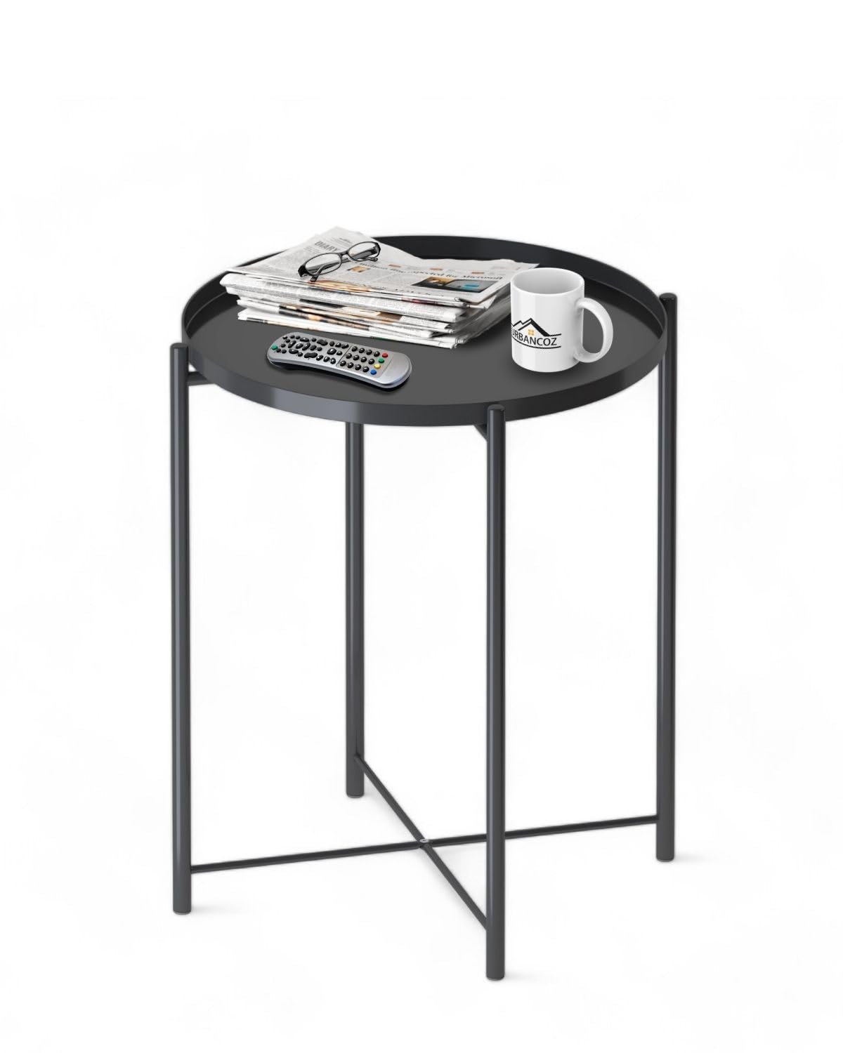 Amazon.com: URBANCOZ Round Small Side Table, Metal End Table with ...