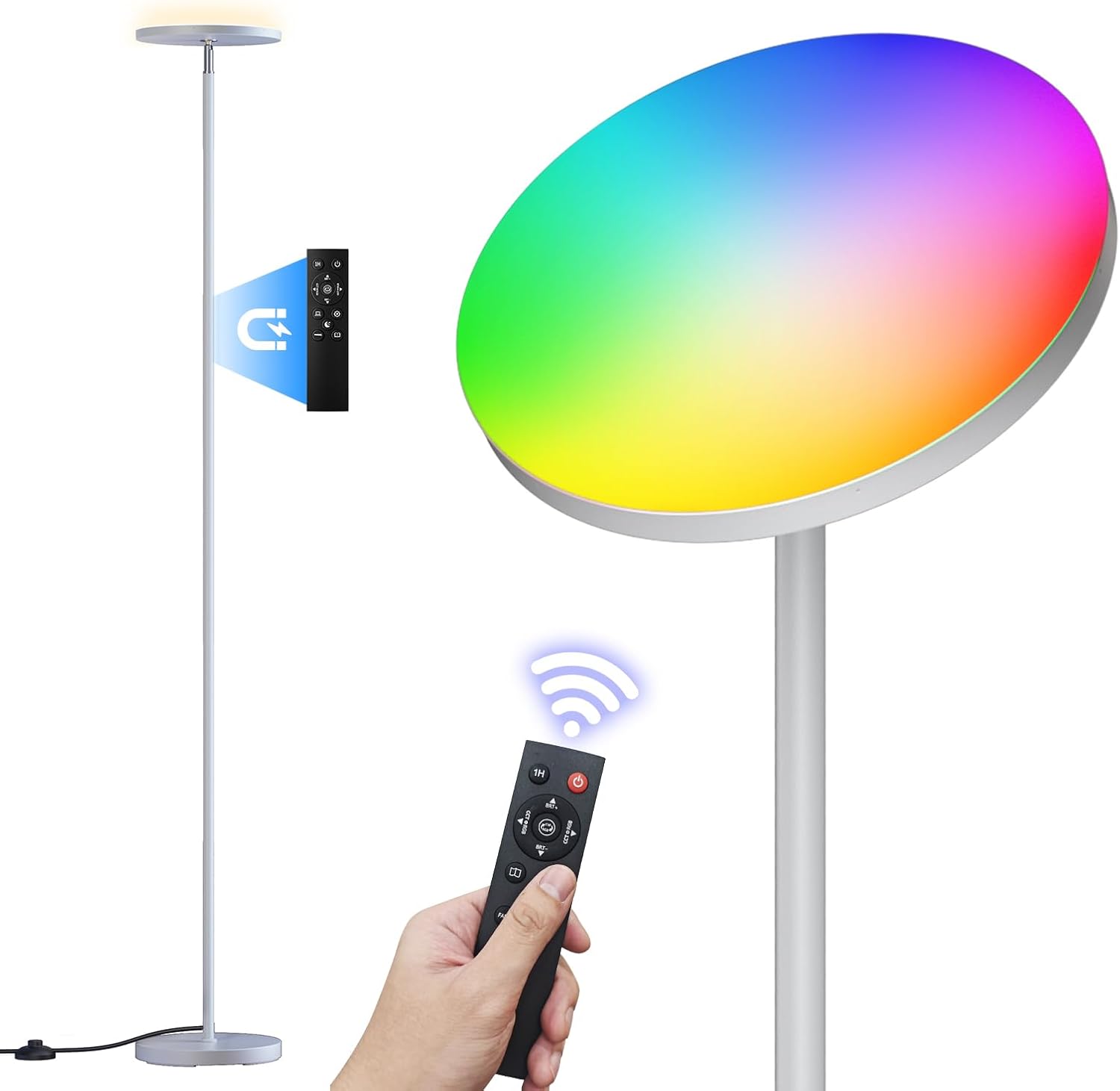 FULSUNT 𝐑𝐆𝐁 Torchiere Floor Lamps for Living Room, 32W/3200LM Bright ...