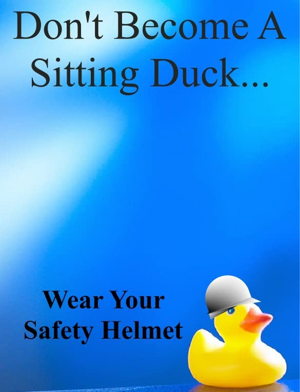 Don't Become a Sitting Duck… wear Your Safety Helmet Sign Sticker ...