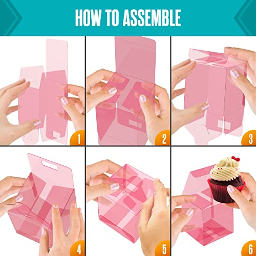 Snapklik.com : Clear Boxes, Favor Gift Box, 3x3x3 Inch, 50 Pack, Pink ...