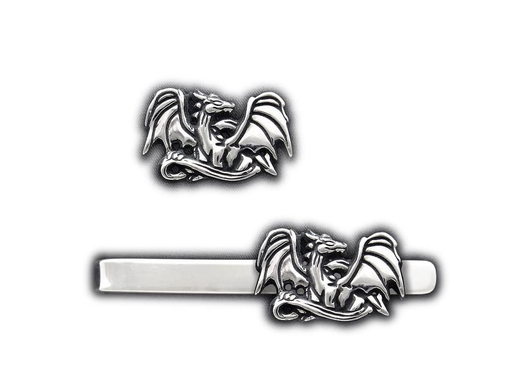 Amazon.com: Dragon Tie Tack or Dragon Tie Bar in Solid Sterling Silver ...