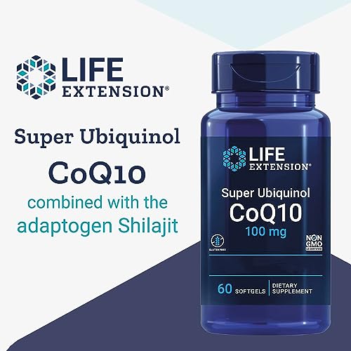 Life Extension, Super Ubiquinol, 100mg, Kaneka-Q10 with Shilajit, 60 ...