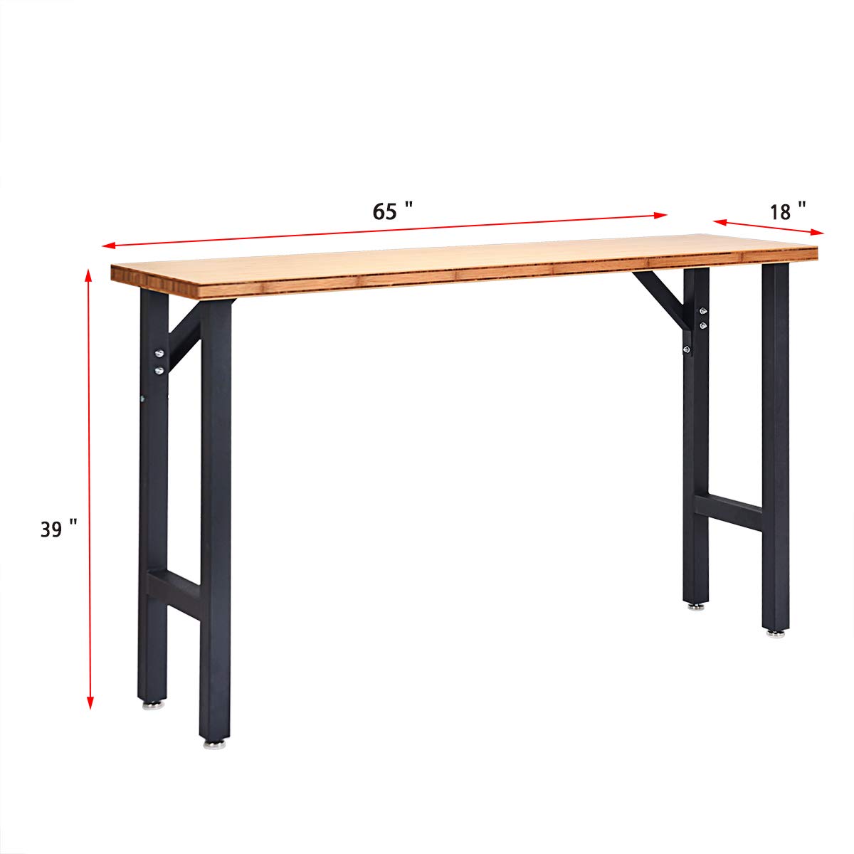 Buy Goplus 65" Bamboo Top Work Bench, Heavy-Duty Steel Garage Workbench ...
