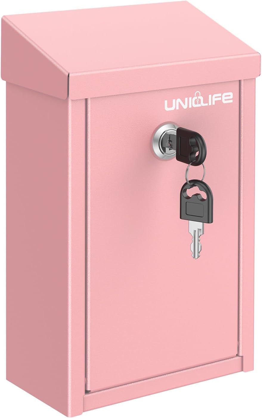 Amazon.com: Uniclife Pink Key Drop Box for Outside, Metal Safe ...