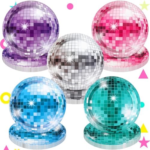 Amazon.com: FillTouch 50 Pcs 70s Disco Party Plate 9 Inch Disco Ball ...