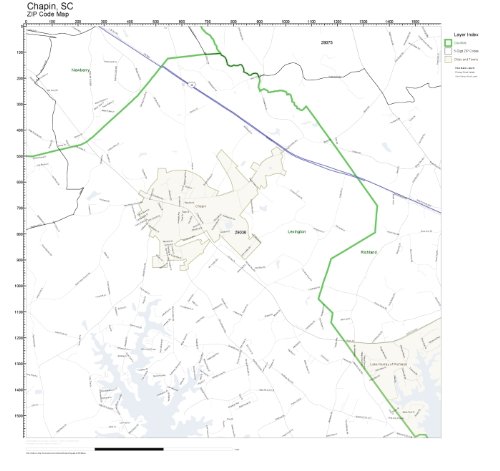 Amazon.com : ZIP Code Wall Map of Chapin, SC ZIP Code Map Not Laminated ...