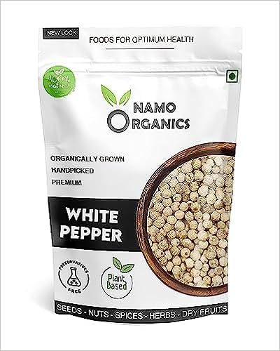 Amazon.com : Organic Whole White Pepper, Sabut Safed Mirch Spices - 100 ...
