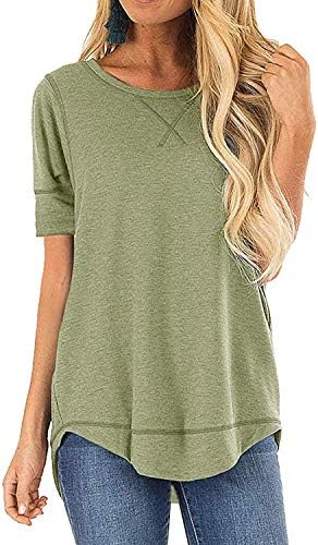 TIMOCHALA Summer Tops for Women Short Sleeve Side Split Casual Loose ...