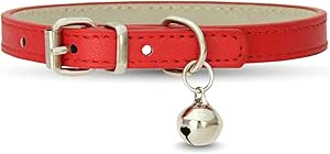 Amazon | [LaLUCA GOODS] 犬 首輪 猫 首輪 鈴 定番 スタンダード PU レザー シンプル 小型犬 中型犬 ドッグ 散歩 カラフル レッド（鈴あり） S ...