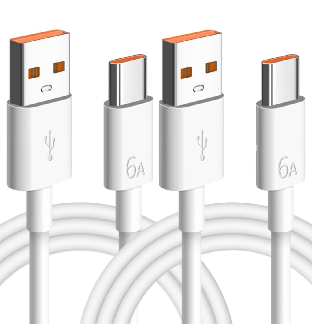 [2 Pack] 6A USB Type C fast charging cable, Data transfer 2 metres DC ...