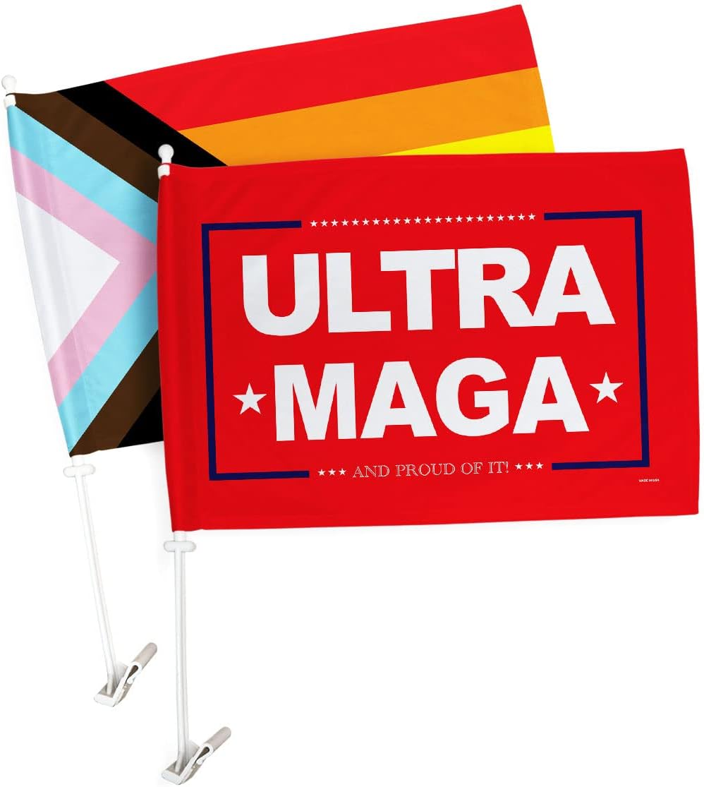Amazon.com : Trump Flag Red Ultra MAGA Car Flags Pack with Progress ...