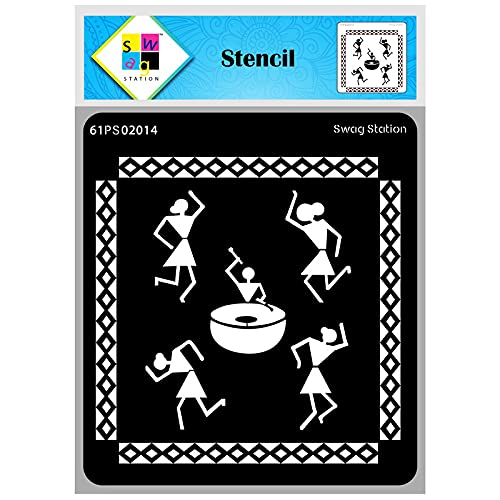Swagstation Warli Art Stencils For Craft Warli Stencil 6x6 Inches ...