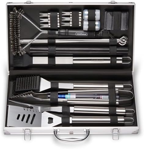 VonHaus BBQ Tool Set with Metal Case, 25Pcs BBQ Accessories Kit ...