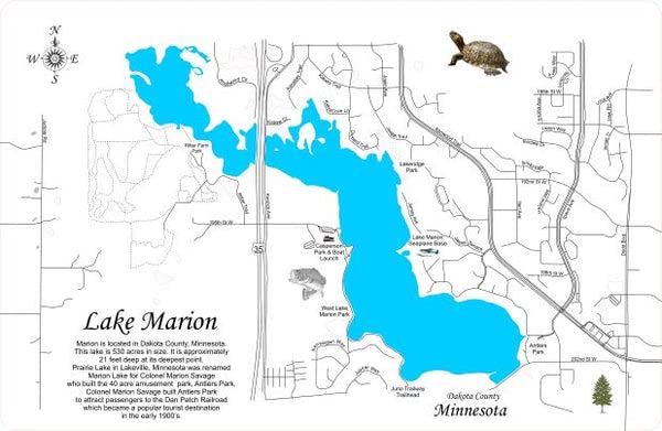 Amazon.com: Lake Marion, Minnesota: Framed Wood Laser Engraved Map ...