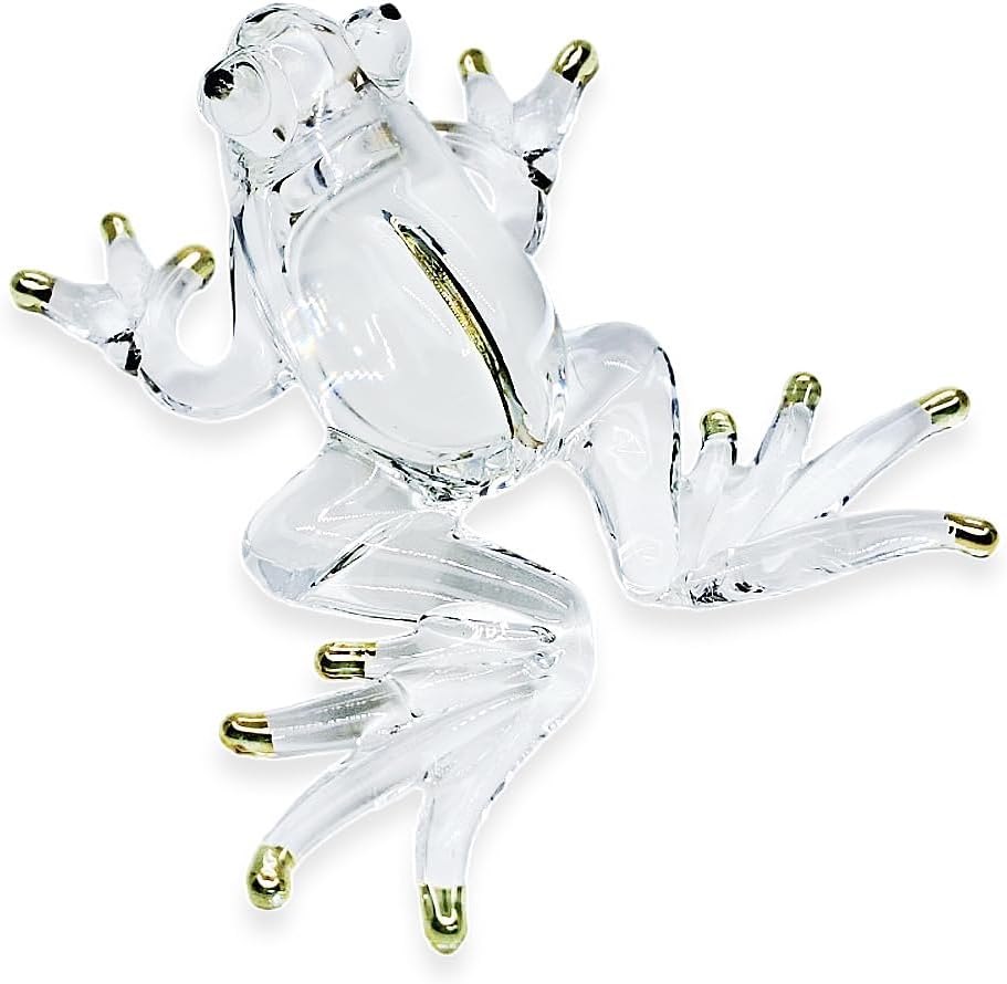 Amazon.com: Hand Blown Art Glass, Rainforest Green Frog Miniature ...