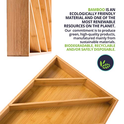 Diagonal Space Saving Bamboo Drawer and Cabinet Organizer Divider fits ...