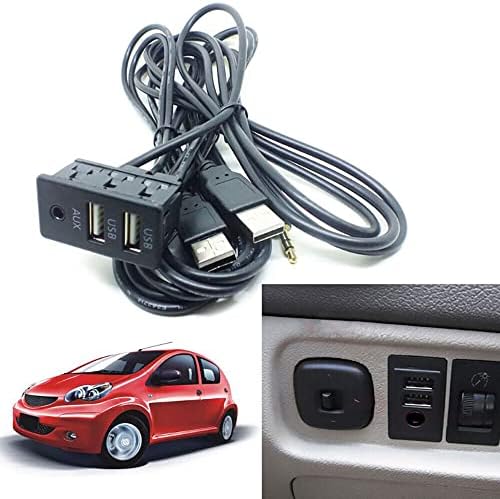 Car Dash Flush Mount AUX USB Port 1.5M Panel Dual USB Extension Cable ...