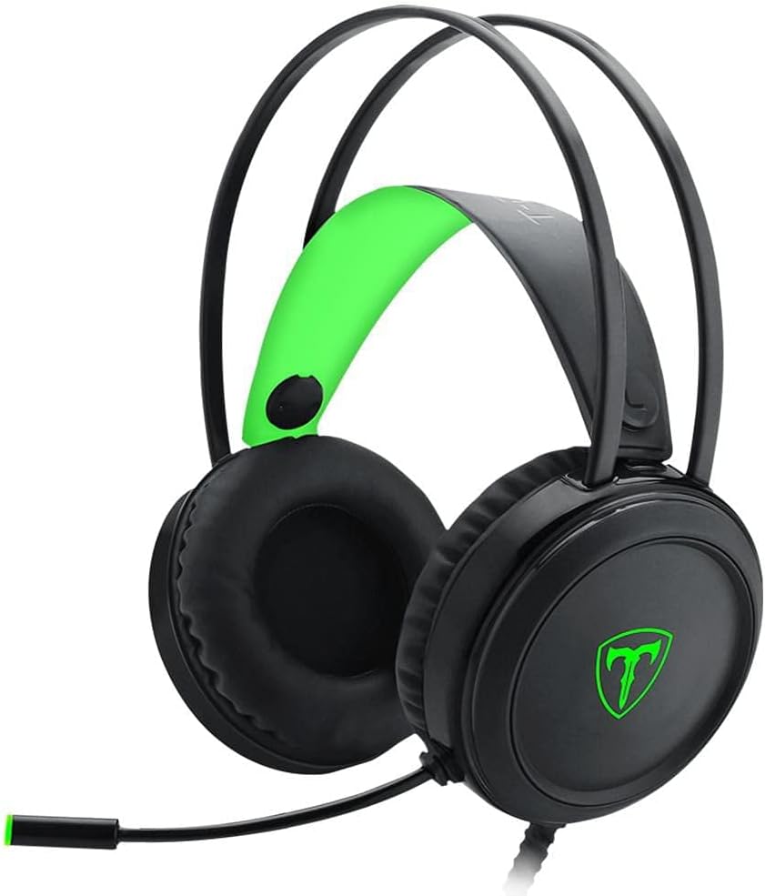 T-DAGGER Headset T-Dagger Ural Preto e Verde com LED Verde T-RGH202 ...