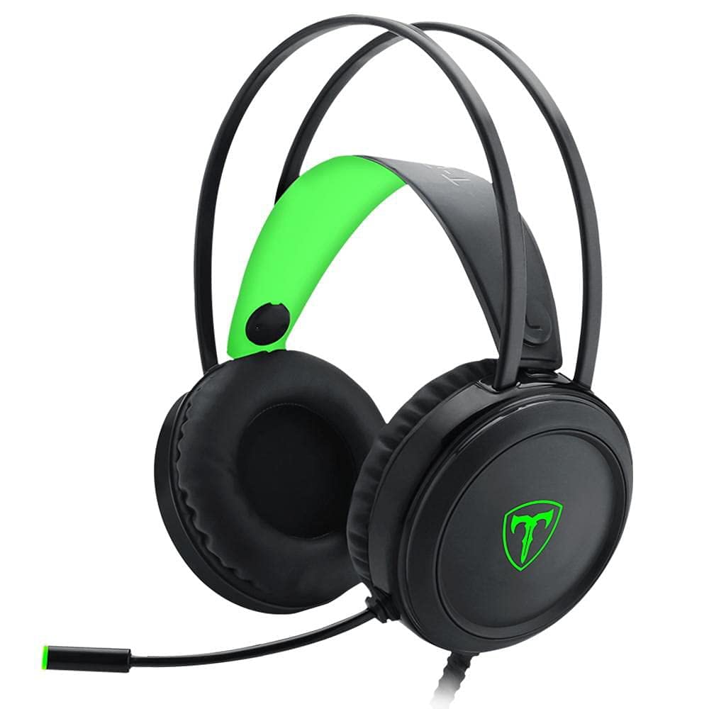 T-DAGGER Headset T-Dagger Ural Preto e Verde com LED Verde T-RGH202 ...