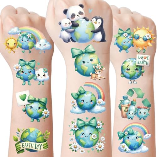 Amazon.com : HOWAF 96pcs Earth Day Temporary Tattoos for Earth Day ...