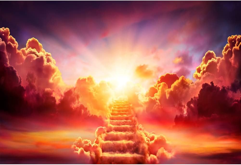 Amazon.com : Leyiyi 7x5ft Stairway to Heaven Backdrop Paradise Stairs ...