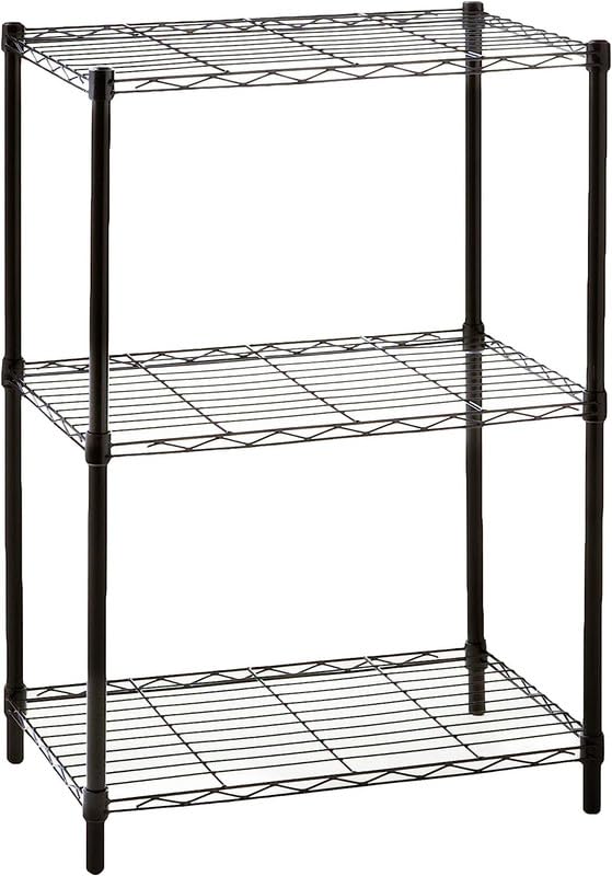 3 Tier Storage Rack | 3 Powder-Coated Wire Shelfs of Steel with Black ...