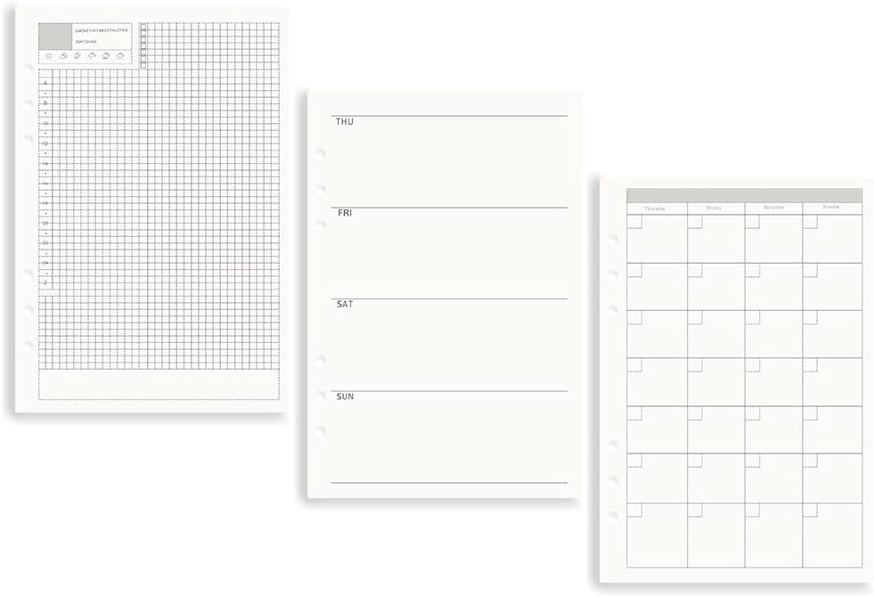 Amazon.com : Weekly Planner Refills for A5 Binders - 53 Sheets/106 ...