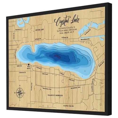 Amazon.com: Personalized 3D Crystal Lake Wood Map - Lake Depth Map Art ...