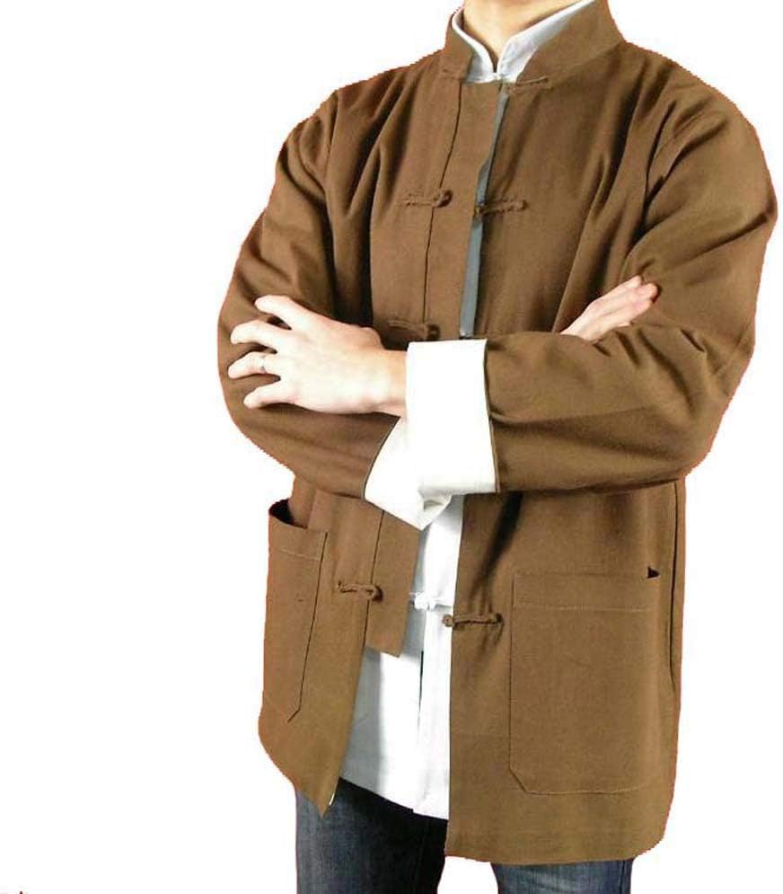 100% Cotton Brown Kung Fu Martial Arts Tai Chi Jacket Coat Tailor ...