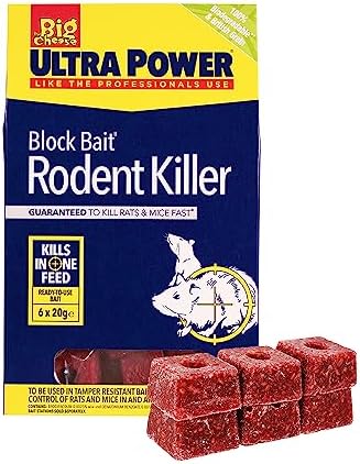 The Big Cheese Ultra Power Block Bait Rodent Killer - 20 g x 6, Rat and ...