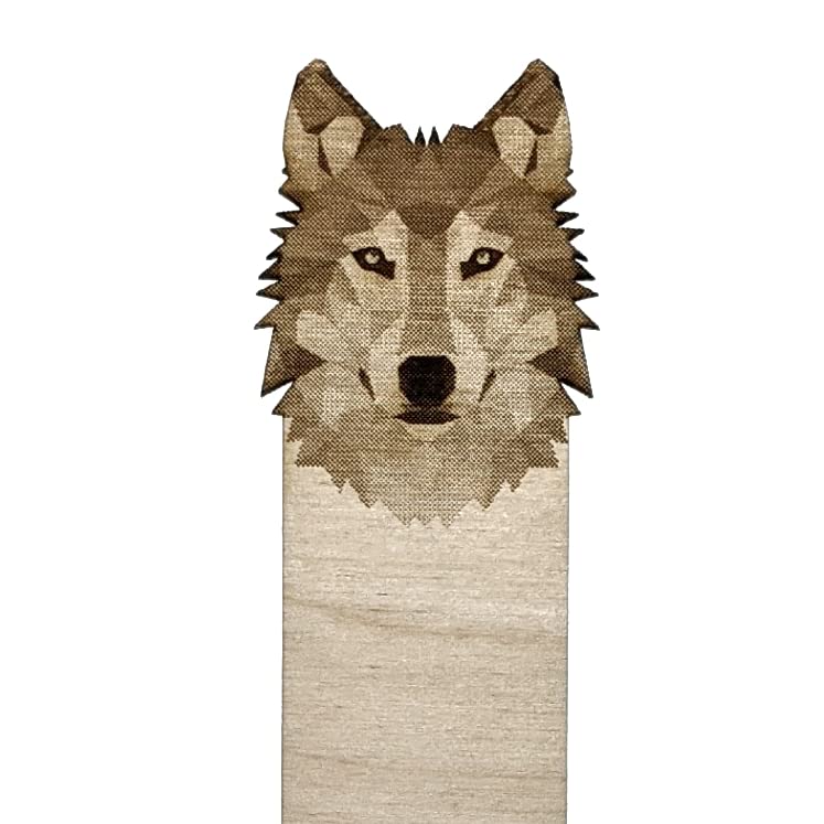 Amazon.com: WOLF Engraved Wood Bookmark | Baltic Birch Wooden Geometric ...