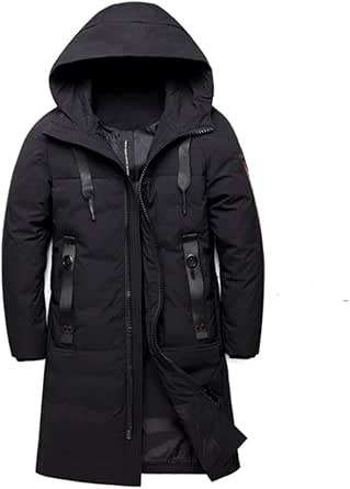 Amazon | [KJHD] 冬のメンズロングホワイトダックダウンジャケット厚く暖かいフード付きファッションカジュアルジャケット紳士服 ...