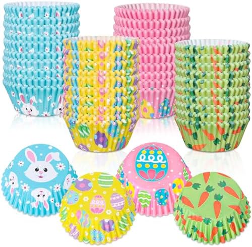 Amazon.com: JarThenaAMCS 600Pcs Easter Cupcake Liners Easter Egg Bunny ...