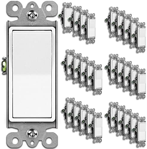 [2 Pack] BESTTEN Double Light Switch, Single Pole Combination ...