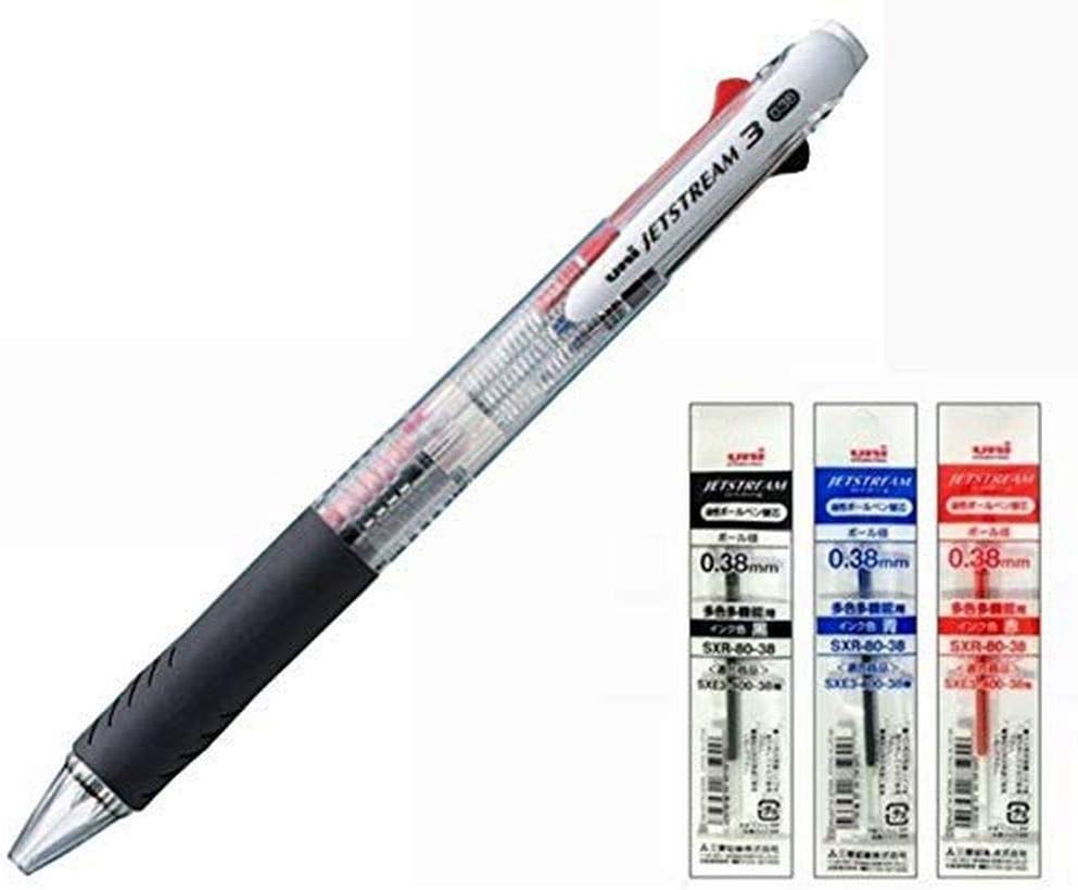 Uni Ballpoint Pen Jetstream 3 Color Black Red Blue Ink 0.38mm ...