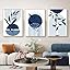 Amazon.de: Martin Kench 3er Boho Bilder Set Moderne Poster Set Abstrakt Blau Pflanze Blätter ...