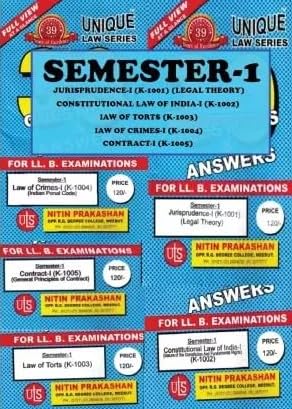 Buy Nitin Prakashans Unique Law Series Semester-1 With Questions ...