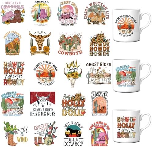 Amazon.com: Cowboy UV DTF Cup Wraps - 20 Sheets Western Designs for ...
