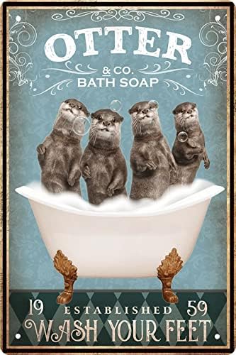 Amazon.com: Otter Metal Tin Sign Otter Co.Bath Soap Funny Poster Cafe ...